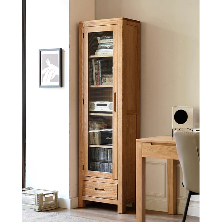 Humbie Solid Oak Slim Display Cabinet – Oak Furniture Store