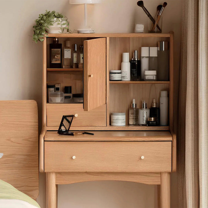 Oslo Compact Solid Oak Vanity Table | Small Space Makeup Table – Oak ...
