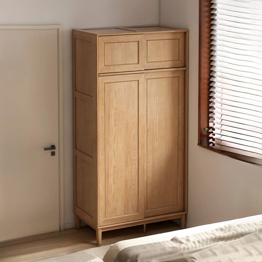 Ronda Solid Oak Sliding Door Small Wardrobe with Top Shelf – Oak ...