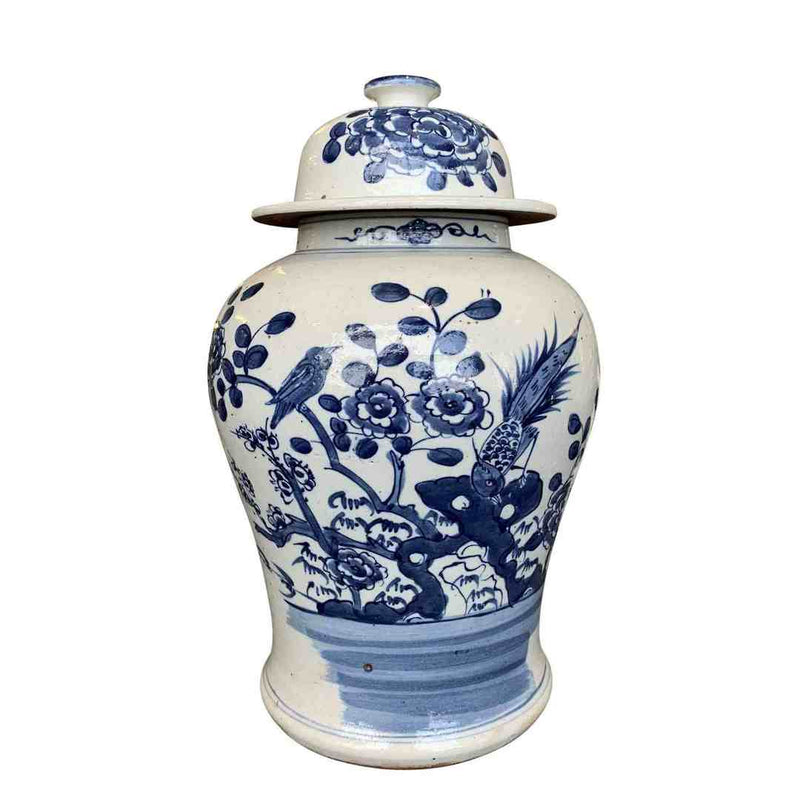 Ginger Jar B&W Birds With Flowers | Oak Furniture Store